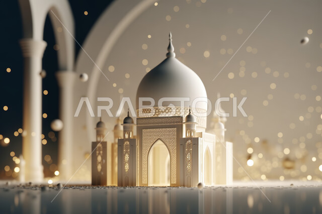 Good afternoon, 3D models of mosques and white domes, decorations for ...