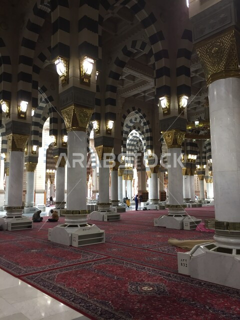 A picture from inside the Prophet's Mosque in Medina in the Kingdom of ...