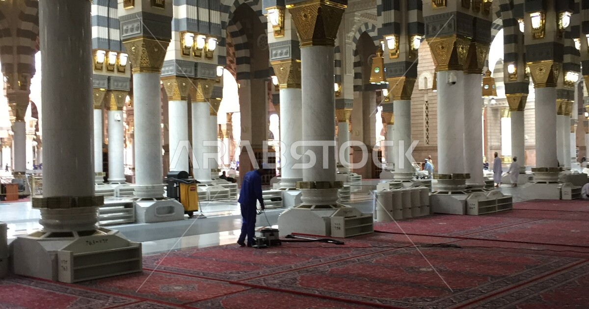 A picture from inside the Prophet's Mosque in Medina in the Kingdom of ...