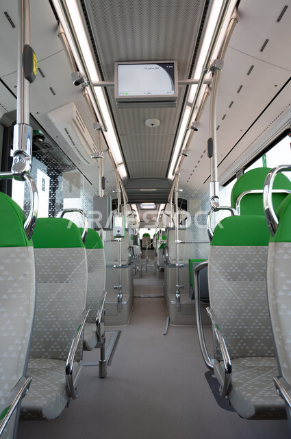 Interior picture of bus seats, buses and buses of the city of Riyadh in ...