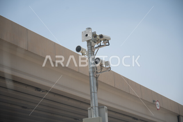 Cameras and electronic sensors in the streets of Riyadh in Saudi Arabia ...