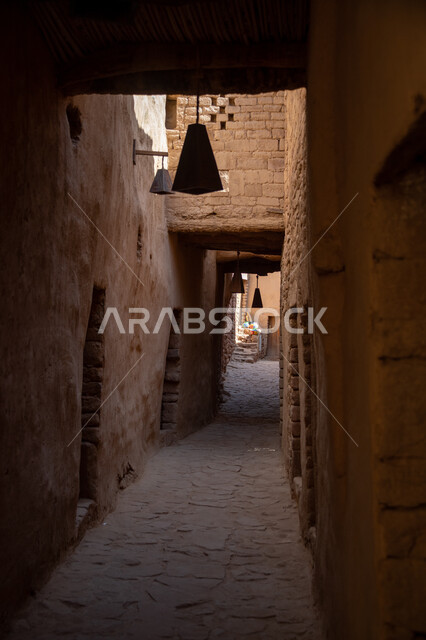 Alleys and lanes of ancient villages in Al-Ula, ancient mud houses ...