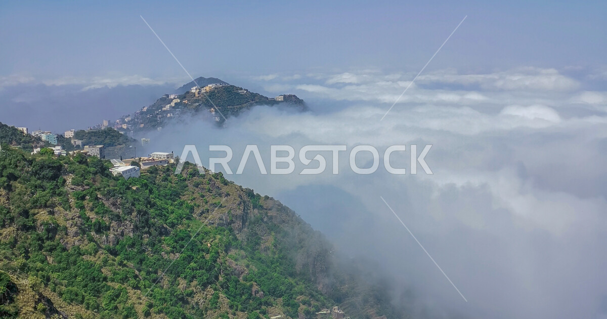 Fog over the Fifa Mountains in Jizan in the Kingdom of Saudi Arabia ...