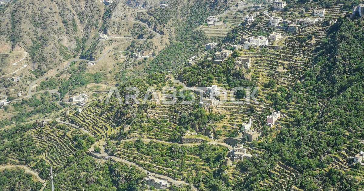Fog over the Fifa Mountains, landmarks and tourist places in Saudi ...