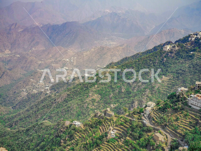 Fog over the Fifa Mountains, landmarks and tourist places in Saudi ...