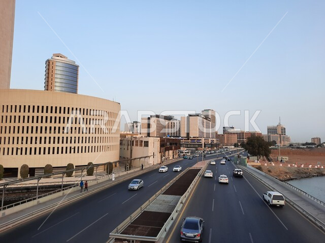 Commercial buildings and towers in the historic Al-Balad district ...