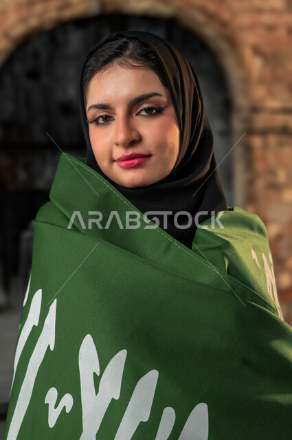 The memory of the Saudi National Day, a veiled Saudi Gulf Arab woman ...
