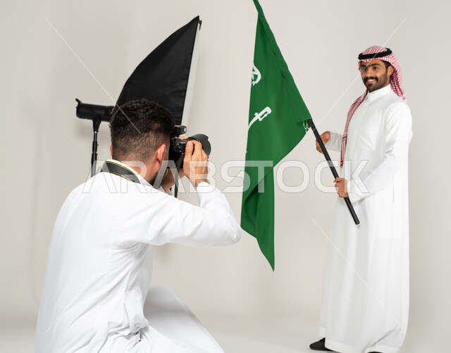 Saudi National Day, celebration of the Saudi Flag Day, a portrait of a ...