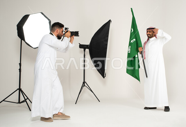 Saudi National Day, a portrait of a photo session in the studio, a ...