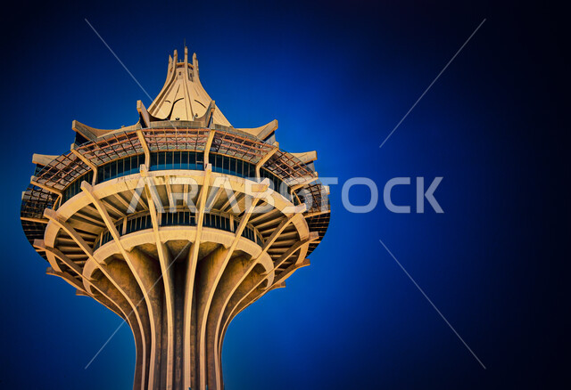 Close-up of the top of the water tower in the city of Khobar in Dammam ...