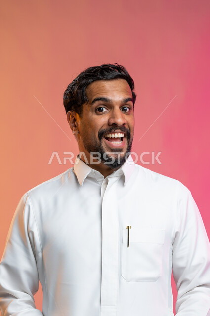 Facial gestures indicating happiness and pleasure, a portrait of a ...