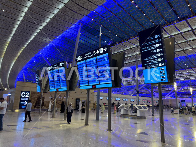 An indicative electronic screen to know and specify the flight numbers ...