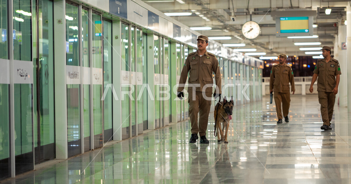 Al-Mashaer Train in Makkah Al-Mukarramah, Saudi Gulf Arab security men ...