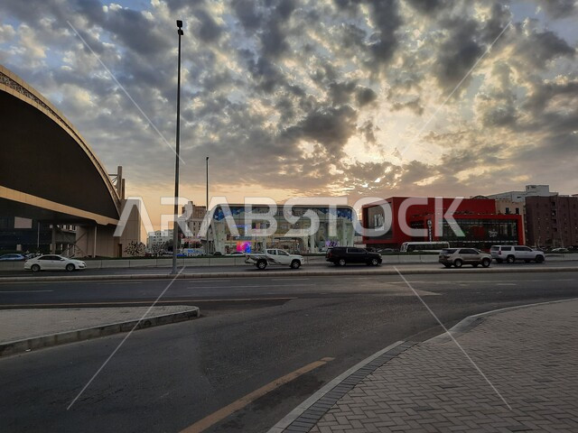 Roads, streets and landmarks of Jeddah, the pedestrian bridge over Al ...