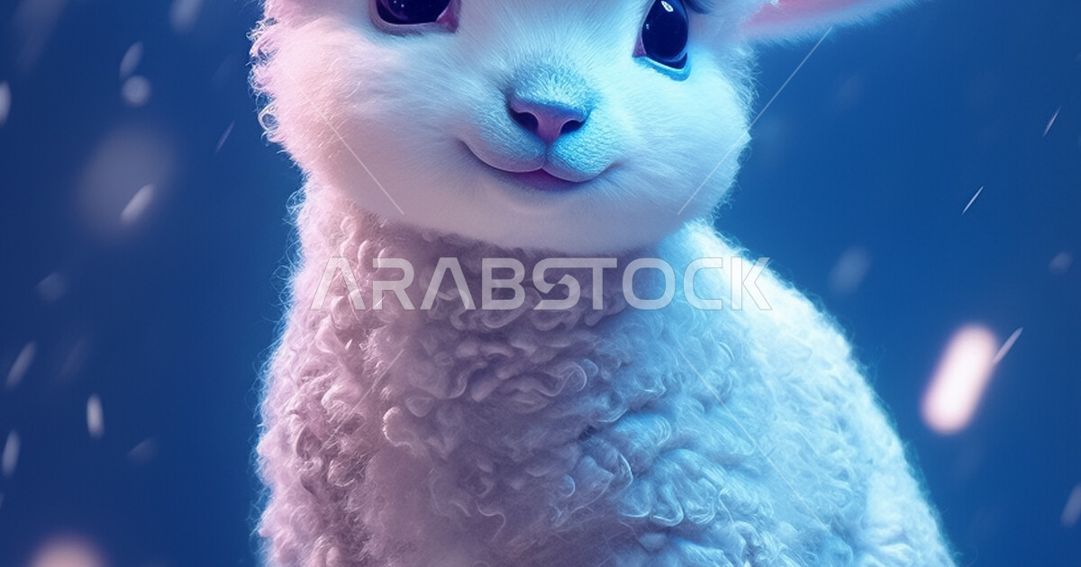 غنم عيد الأضحى المبارك, رسوم بيانية ثلاثية الابعاد لنعجة بيضاء, مجسمات ...