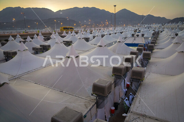 Pilgrims' tents in Mina's shrine in Makkah Al-Mukarramah in the Kingdom ...