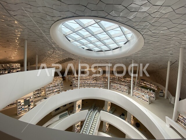 Cultural educational places in Saudi Arabia, interior architectural designs, an overhead image ...