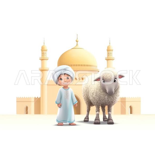 Islamic occasions and holidays, Qurban Eid al-Adha, 3D cartoon graphics ...