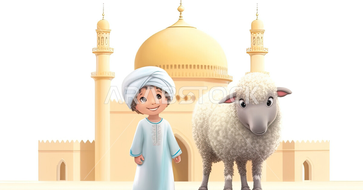 Islamic occasions and holidays, Qurban Eid al-Adha, 3D cartoon graphics ...
