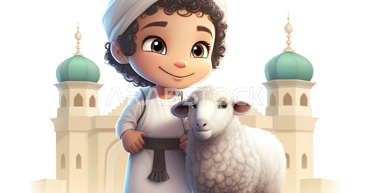 Islamic occasions and holidays, Qurban Eid al-Adha, 3D cartoon graphics ...