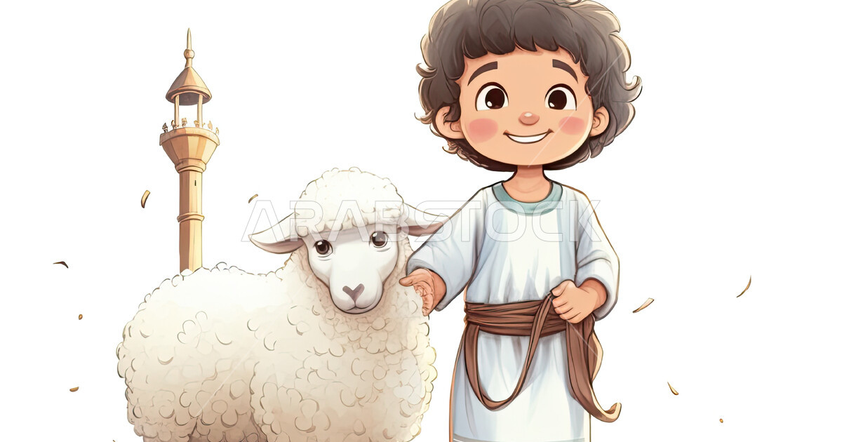 Islamic occasions and holidays, Qurban Eid al-Adha, 3D cartoon graphics ...