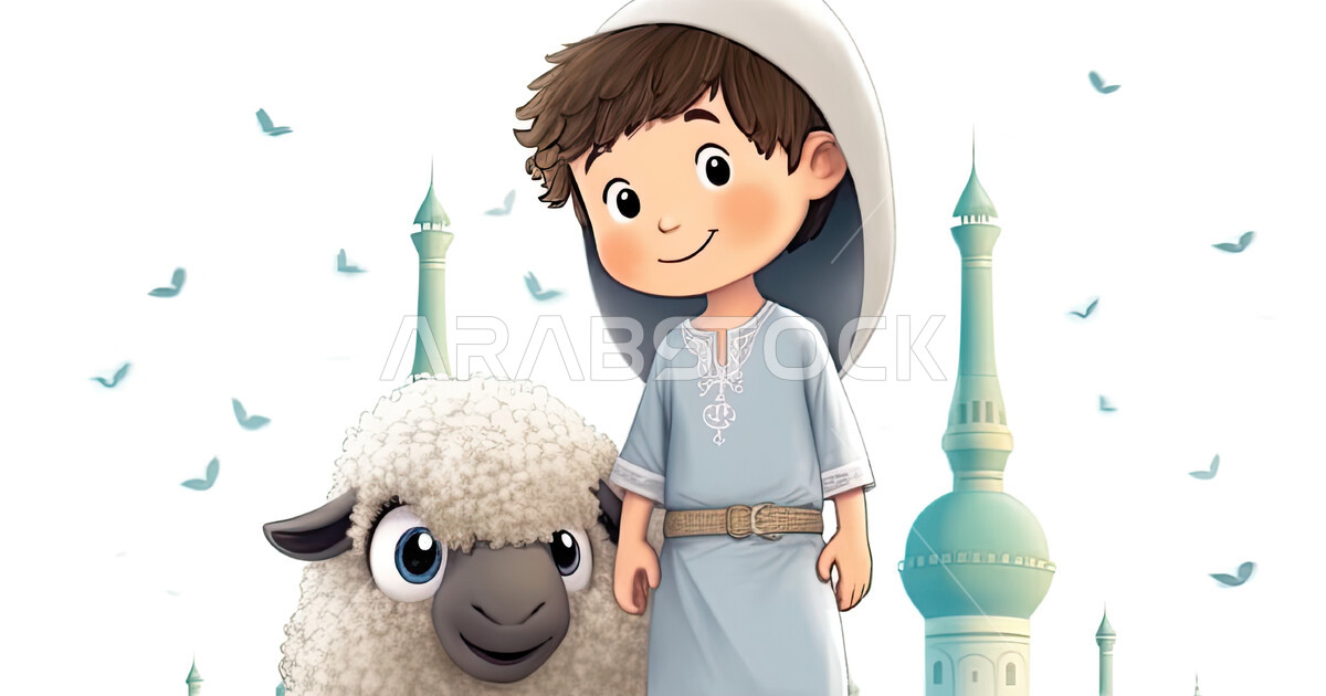 Islamic occasions and holidays, Qurban Eid al-Adha, 3D cartoon graphics ...