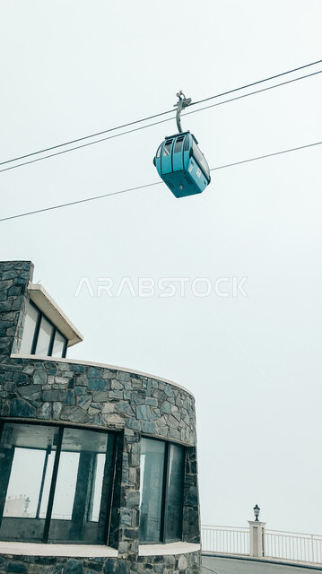 The cable car in the city of Abha in the Kingdom of Saudi Arabia, the ...