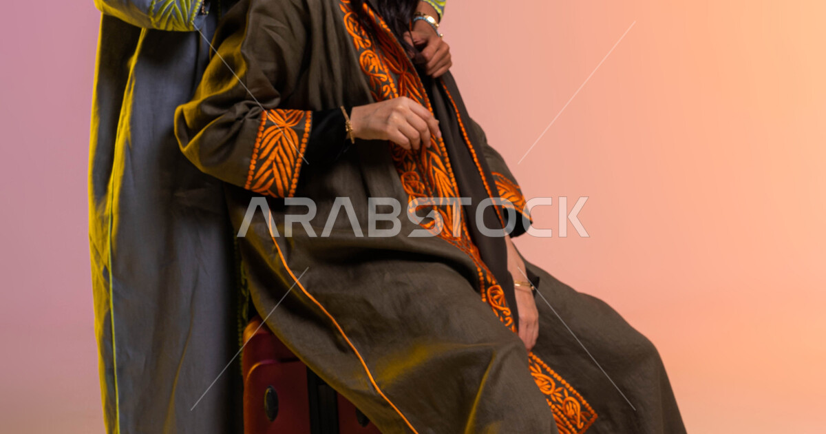 Fashion show and modern models, modern Gulf women's abayas, portrait of ...