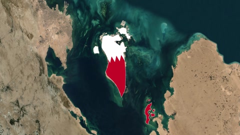 Bahrain Map with flag animation, geography of bahrain - Video