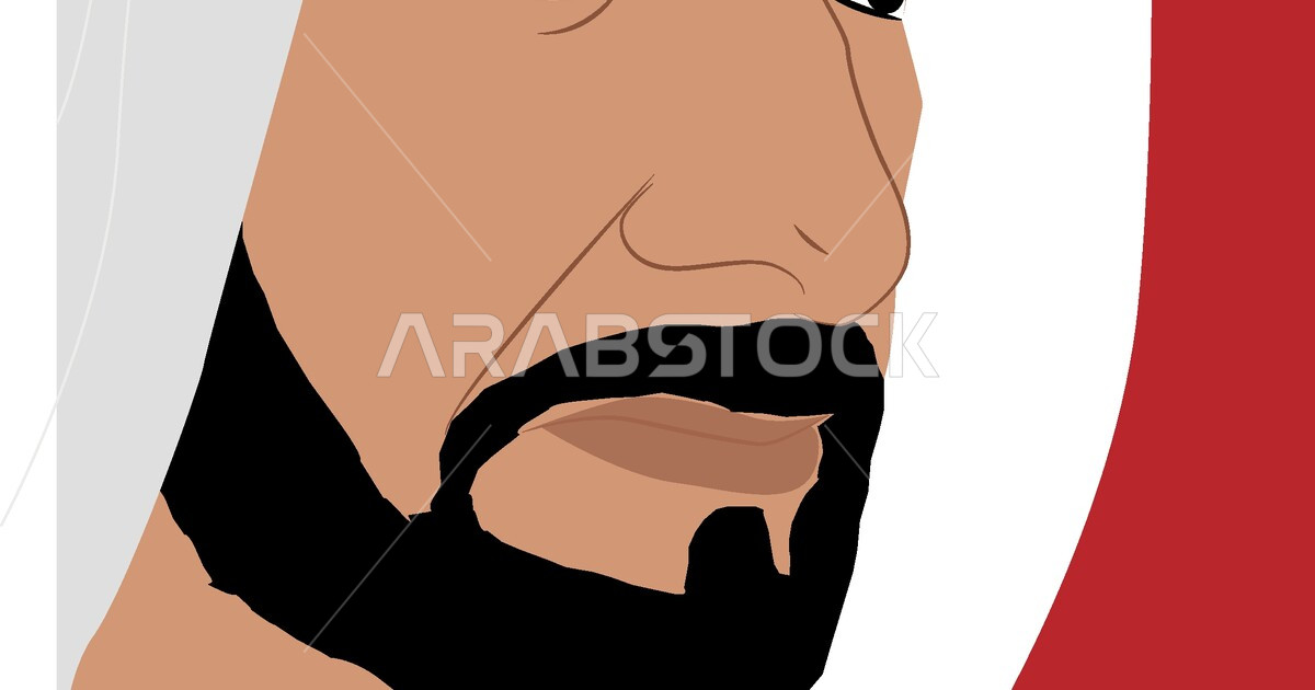 Vector cartoon of a character, His Highness Sheikh Zayed bin Sultan Al ...