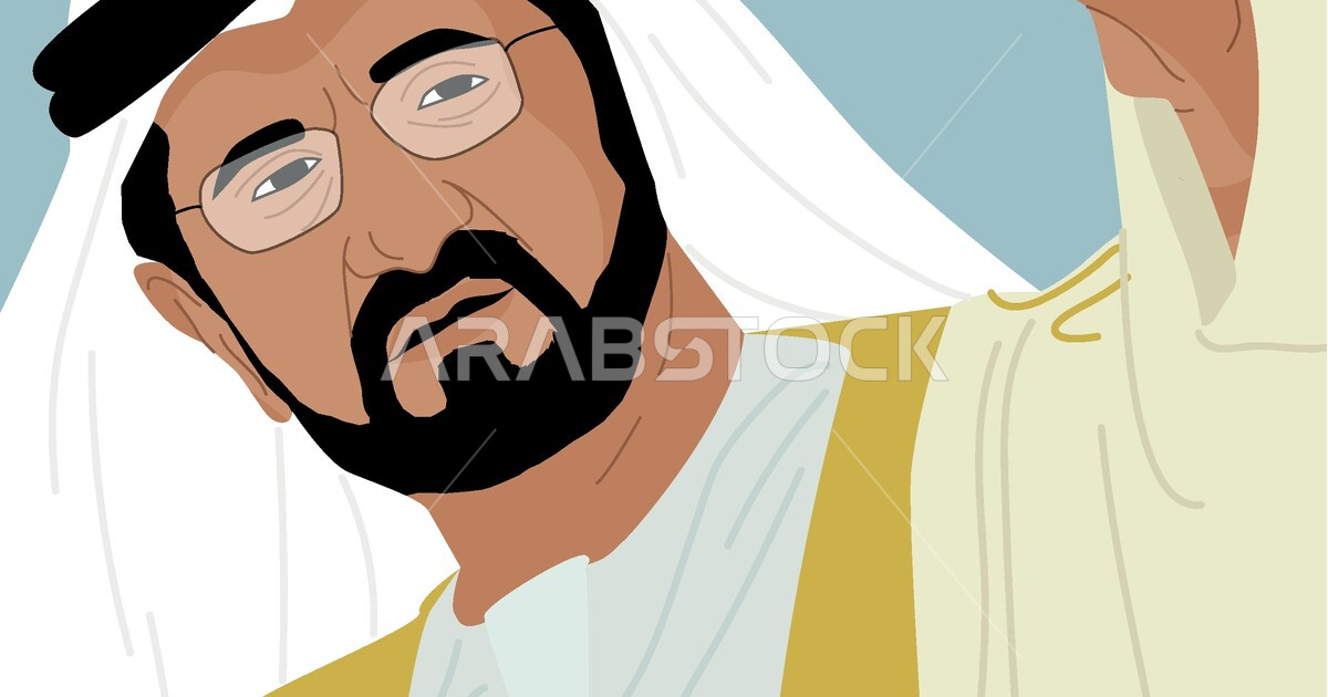 Vector cartoon character, His Highness Sheikh Mohammed bin Rashid Al ...