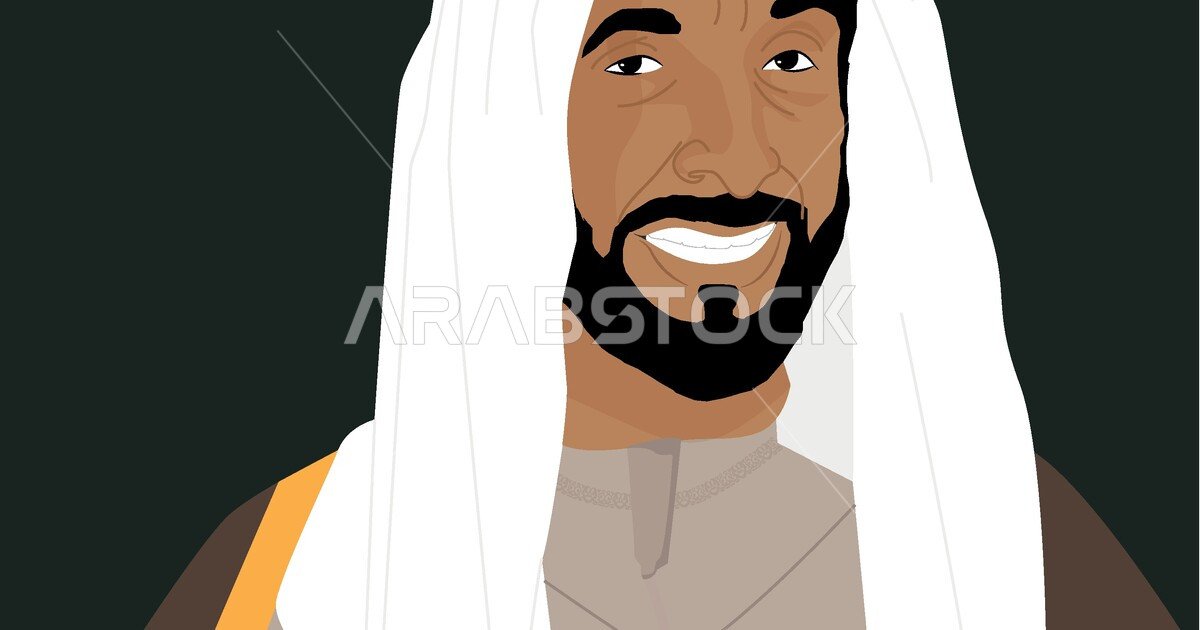 Vector cartoon of a character, His Highness Sheikh Zayed bin Sultan Al ...
