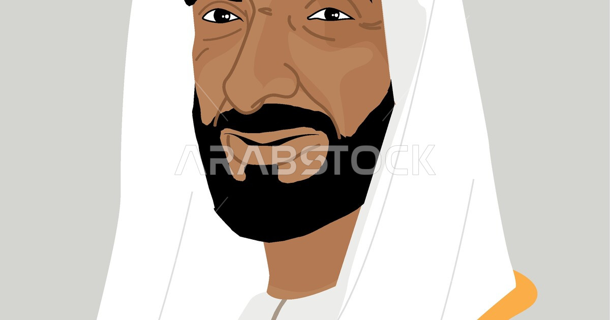 Vector cartoon of a character, His Highness Sheikh Zayed bin Sultan Al ...