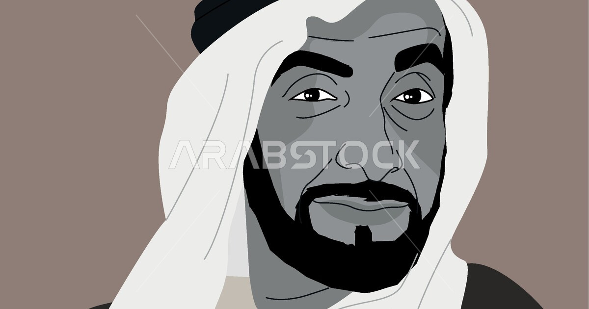 Vector cartoon character, His Highness Sheikh Zayed bin Sultan Al ...