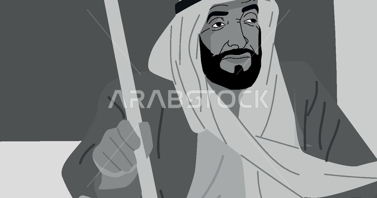 Vector cartoon of a character, His Highness Sheikh Zayed bin Sultan Al ...