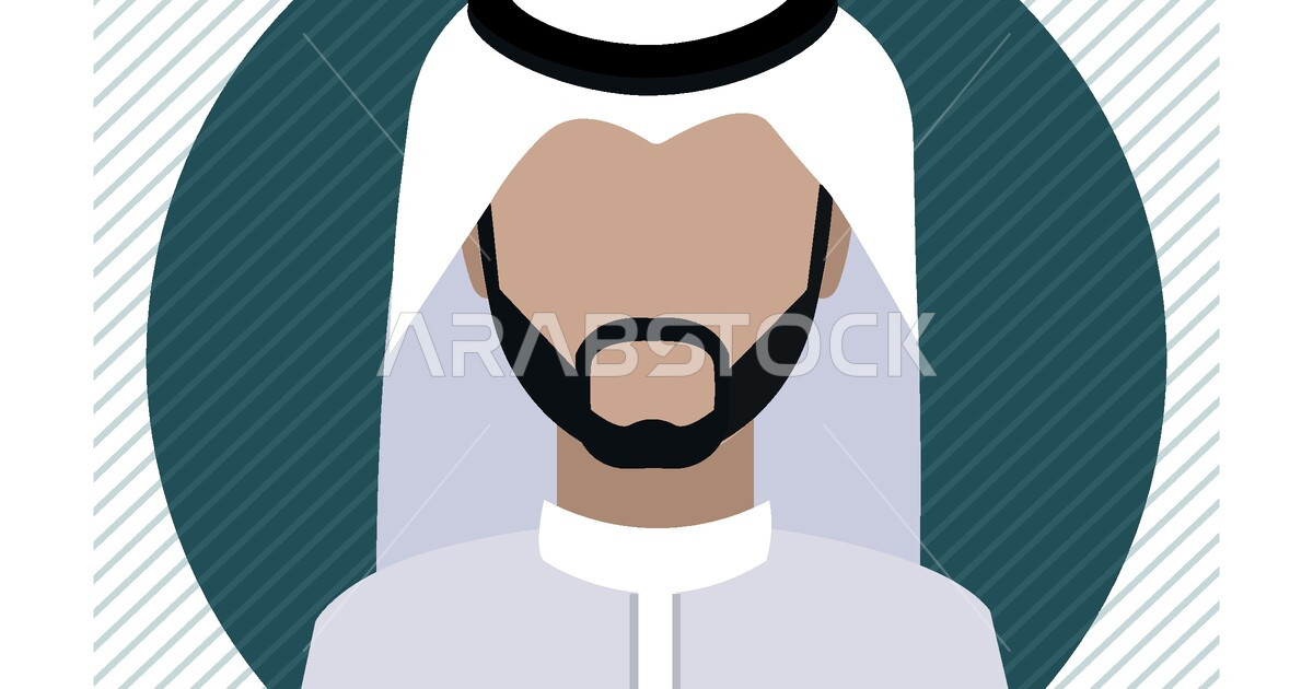 Vector icon, Arab Gulf Emirati character, Emirati traditional dress ...
