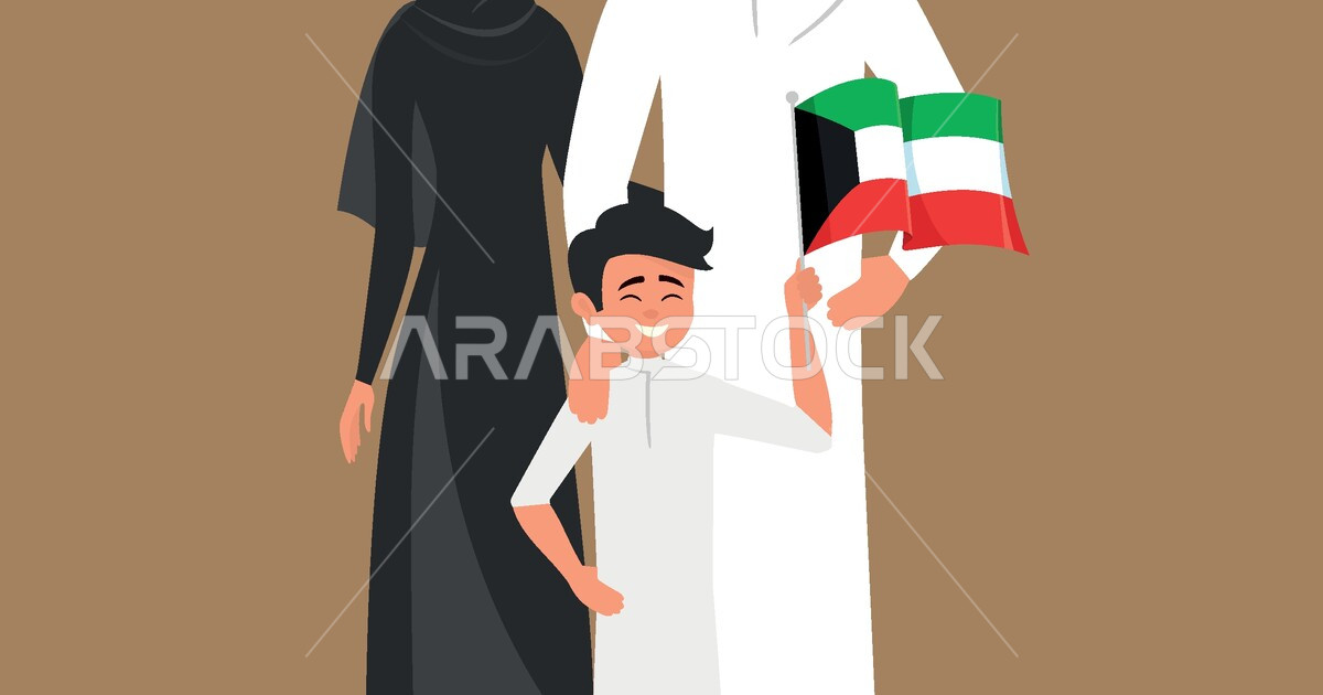 Vector of a Kuwaiti Arab family, national celebrations, Kuwait National ...