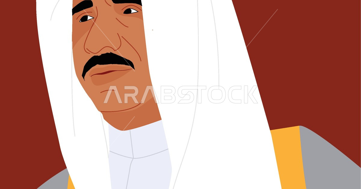 Vector character, Sheikh Mubarak Abdullah Al-Jaber Al-Sabah, famous ...