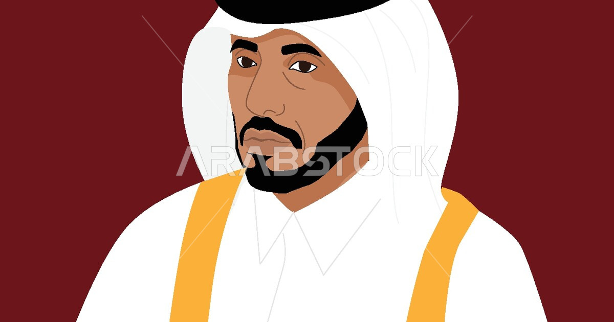 Vector character, Sheikh Abdullah bin Nasser Al Thani, famous ...