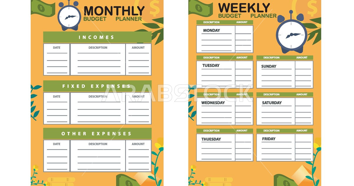 Vector Template spreadsheet, project planner and schedules, monthly ...
