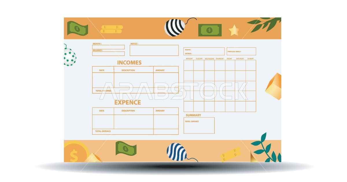 Vector template table, budget chart design template, project and ...