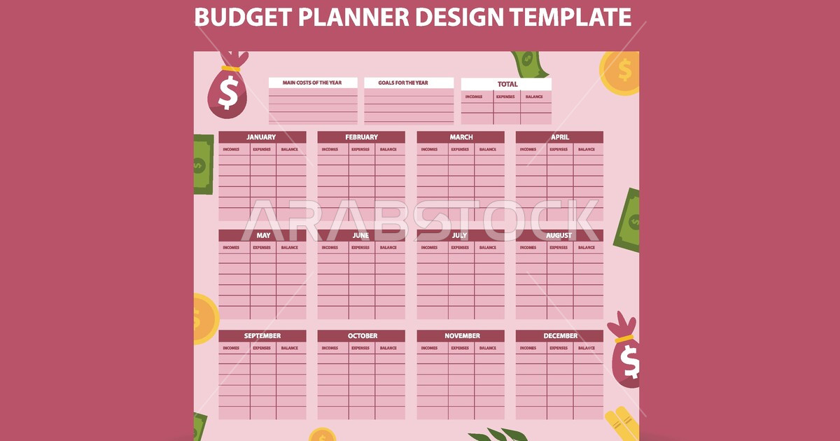 Vector template table, budget chart design template, project and ...