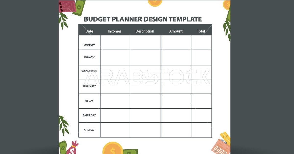 Vector template table, budget chart design template, project and ...