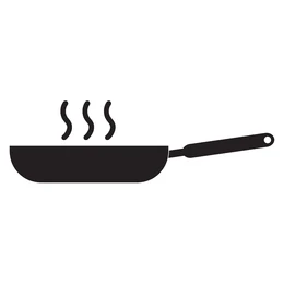 Vector line drawing pan and handle, kitchen tool, icons, vector ...