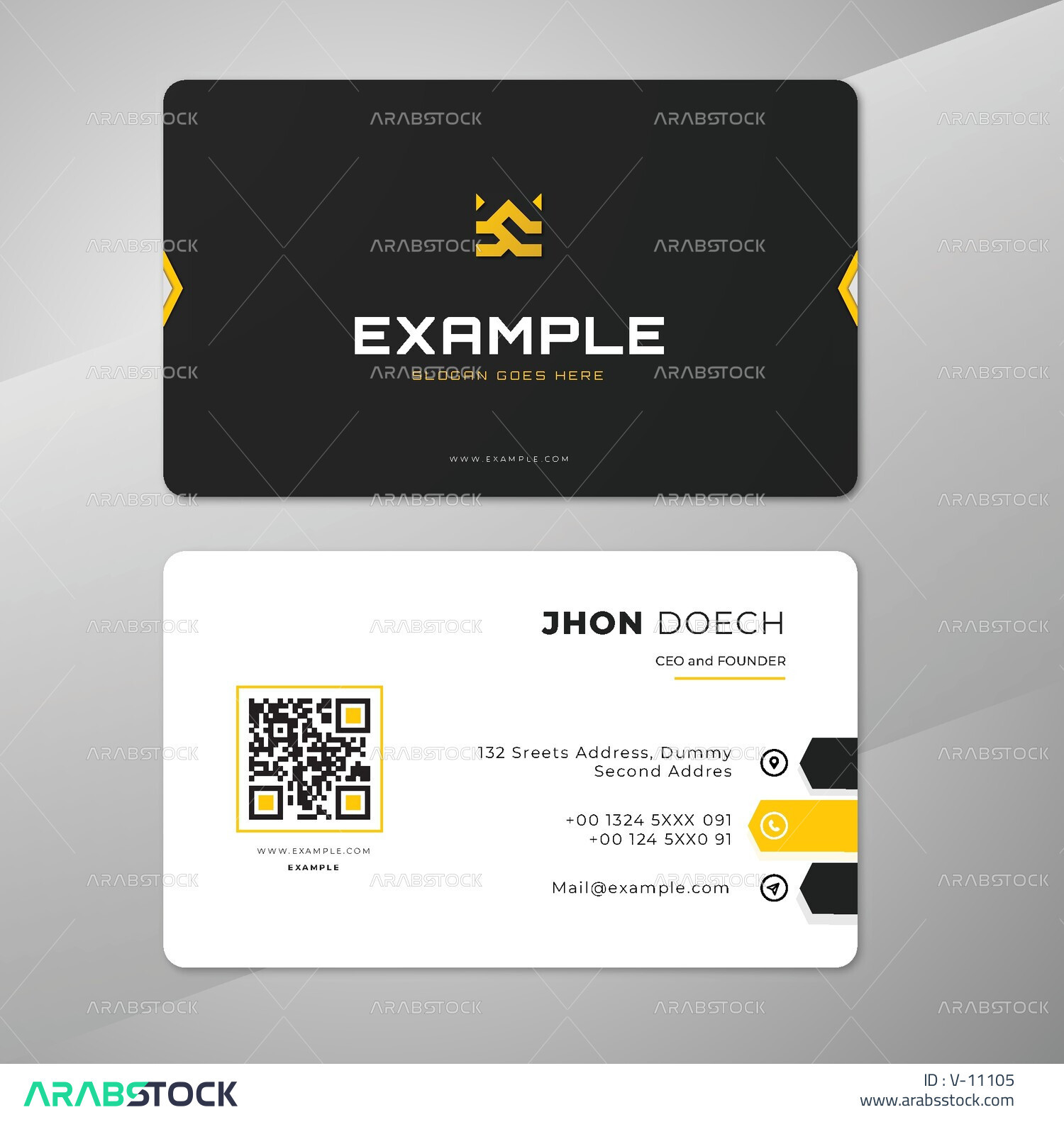 Vector personal business card design template with barcode, card visit ...