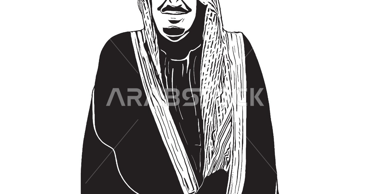 Vector black and white drawing, King Salman bin Abdulaziz Al Saud ...