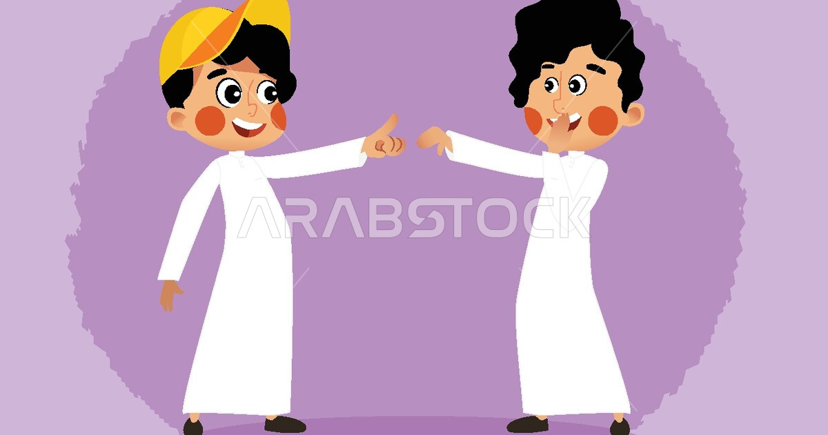 Vector for a cartoon character, two young Arab children from the Gulf ...