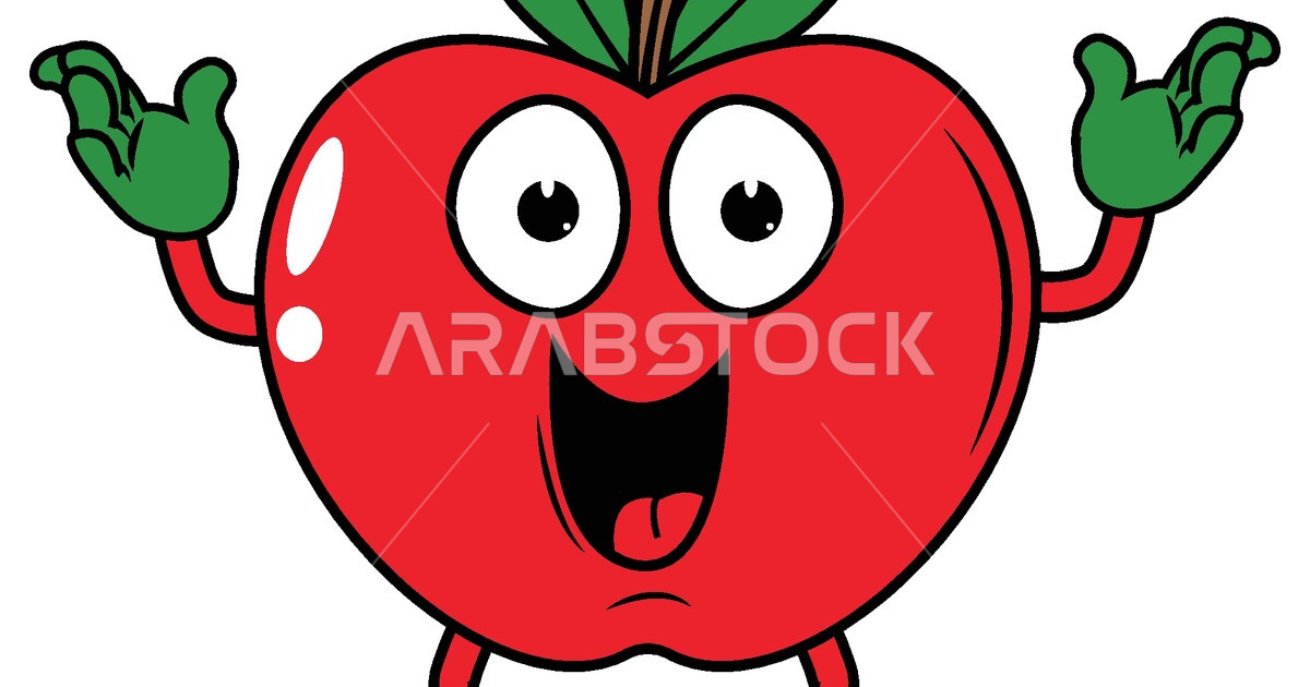 فيكتور كرتوني تفاحة حمراء بخلفية بيضاء ، شخصيات كرتونية ، فيكتور ...