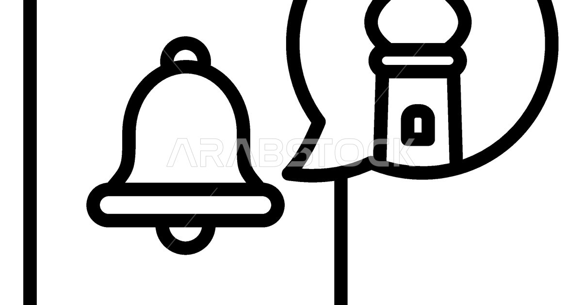Vector mosque icon and alarm icon, call to prayer, mosque, icons ...