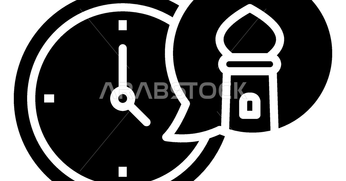 Vector mosque icon and alarm icon, call to prayer, mosque, icons ...